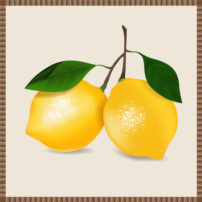 Two lemons digital illustration EPS JPG PNG | Etsy