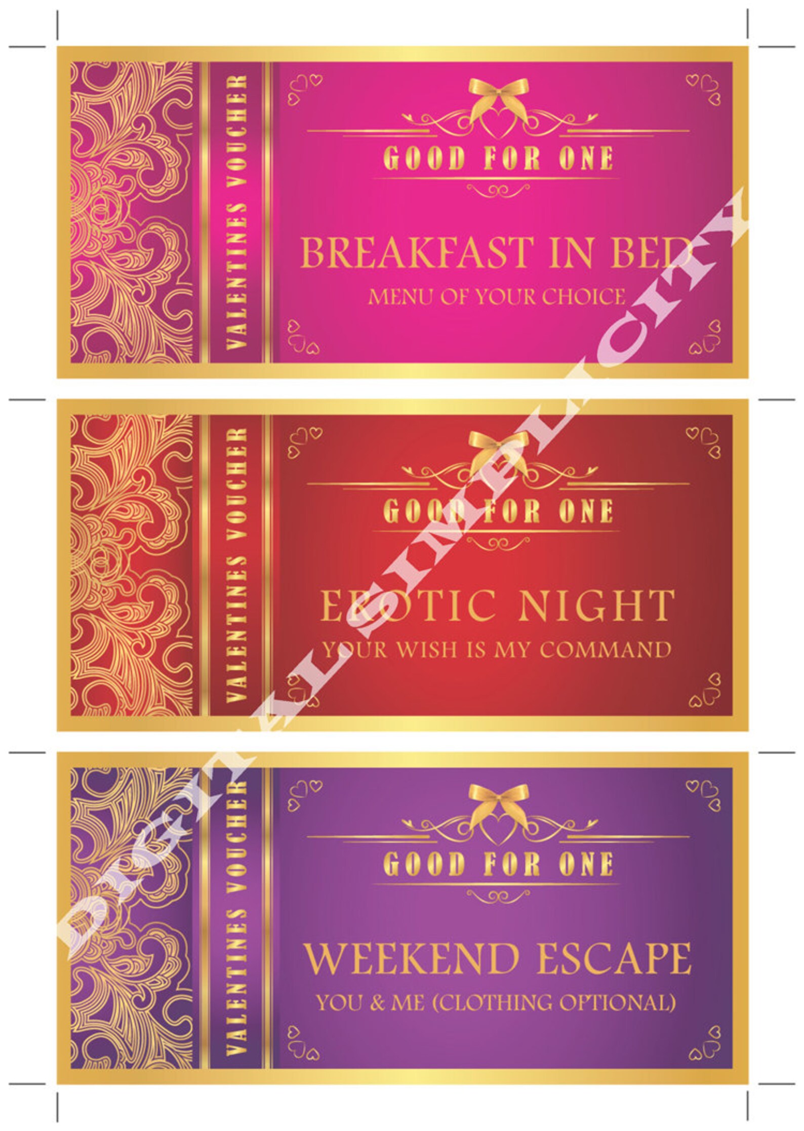 Valentines Day Coupons / Vouchers | Etsy