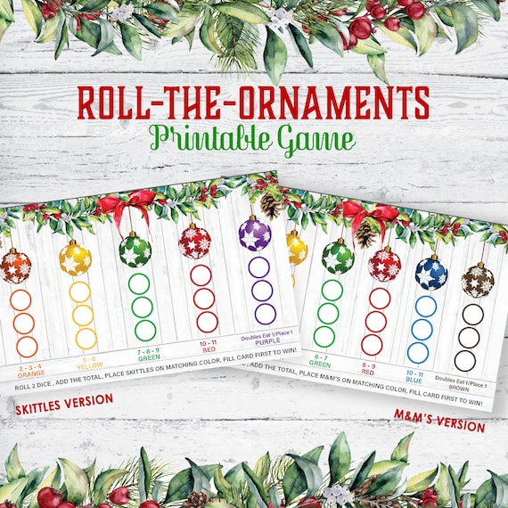 Roll the Ornaments PRINTABLE GAME | Etsy