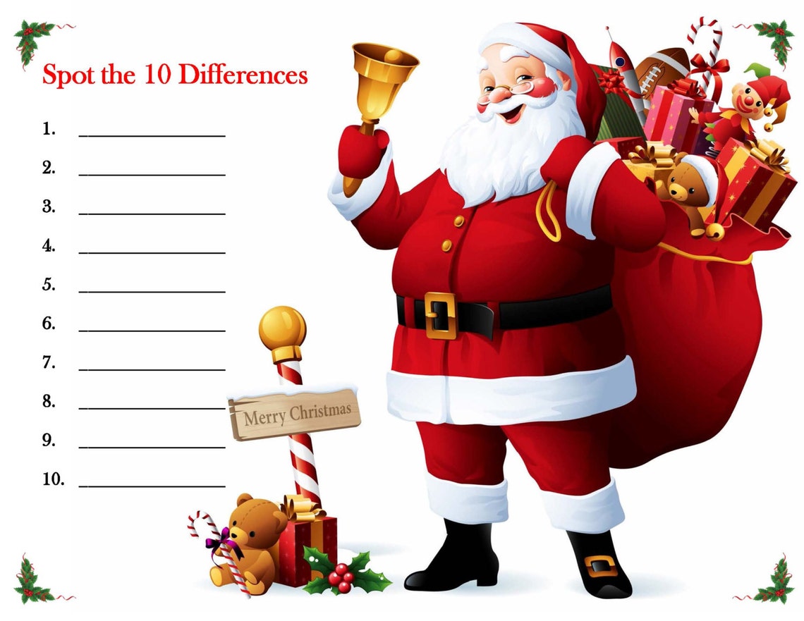 Spot the Differences Christmas Santa Game - Etsy