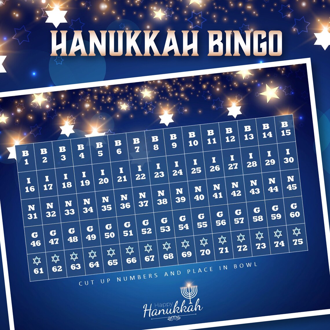 HANNUKAH BINGO printable Game - Etsy