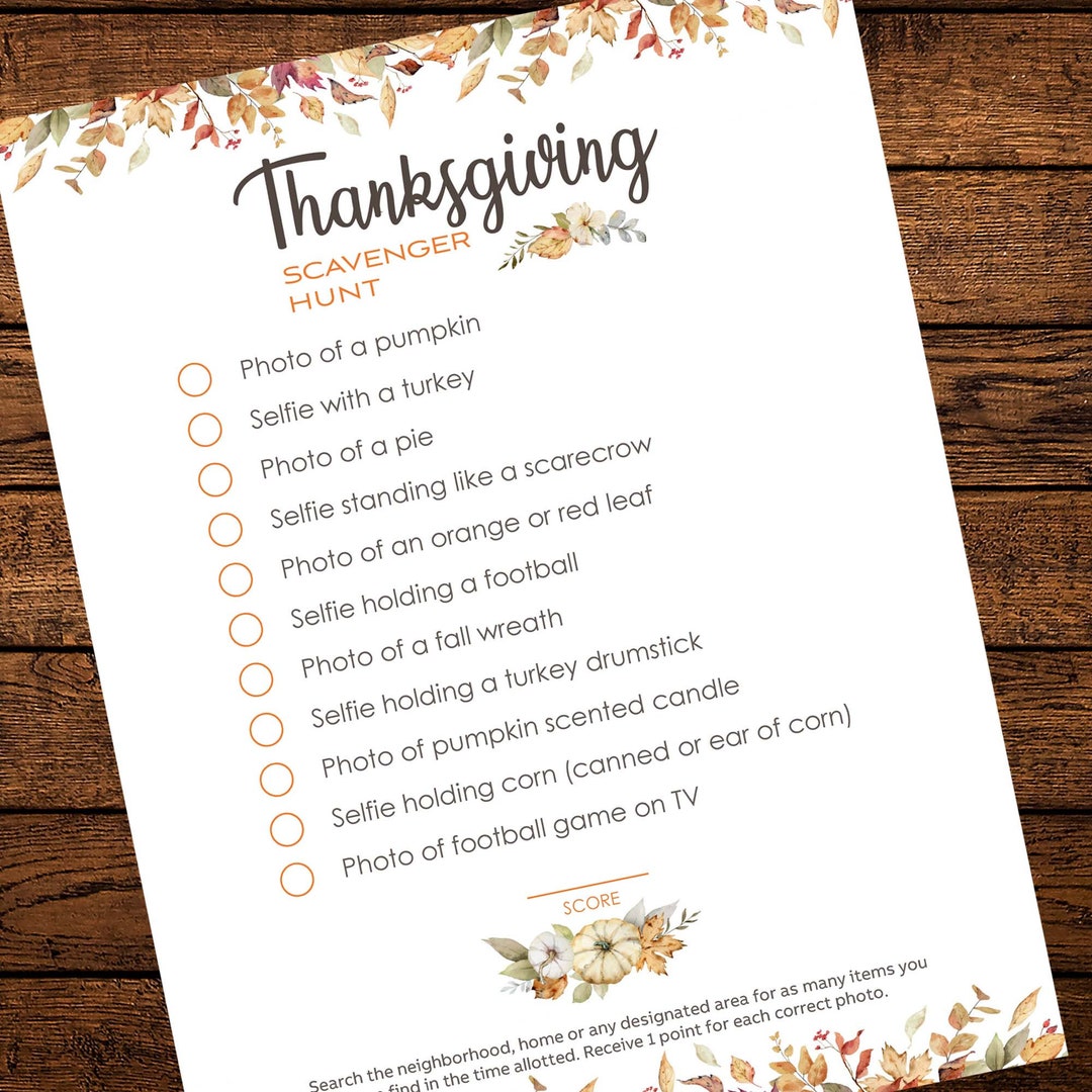 Thanksgiving Scavenger Hunt With Option to Customize (DOWNLOAD & PRINT ...