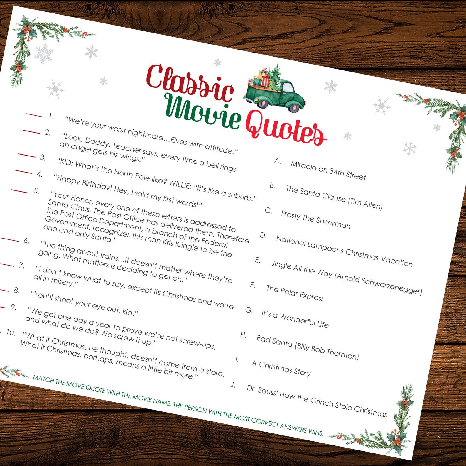 Christmas Classic Movie Quotes (DOWNLOAD & PRINT) - Etsy