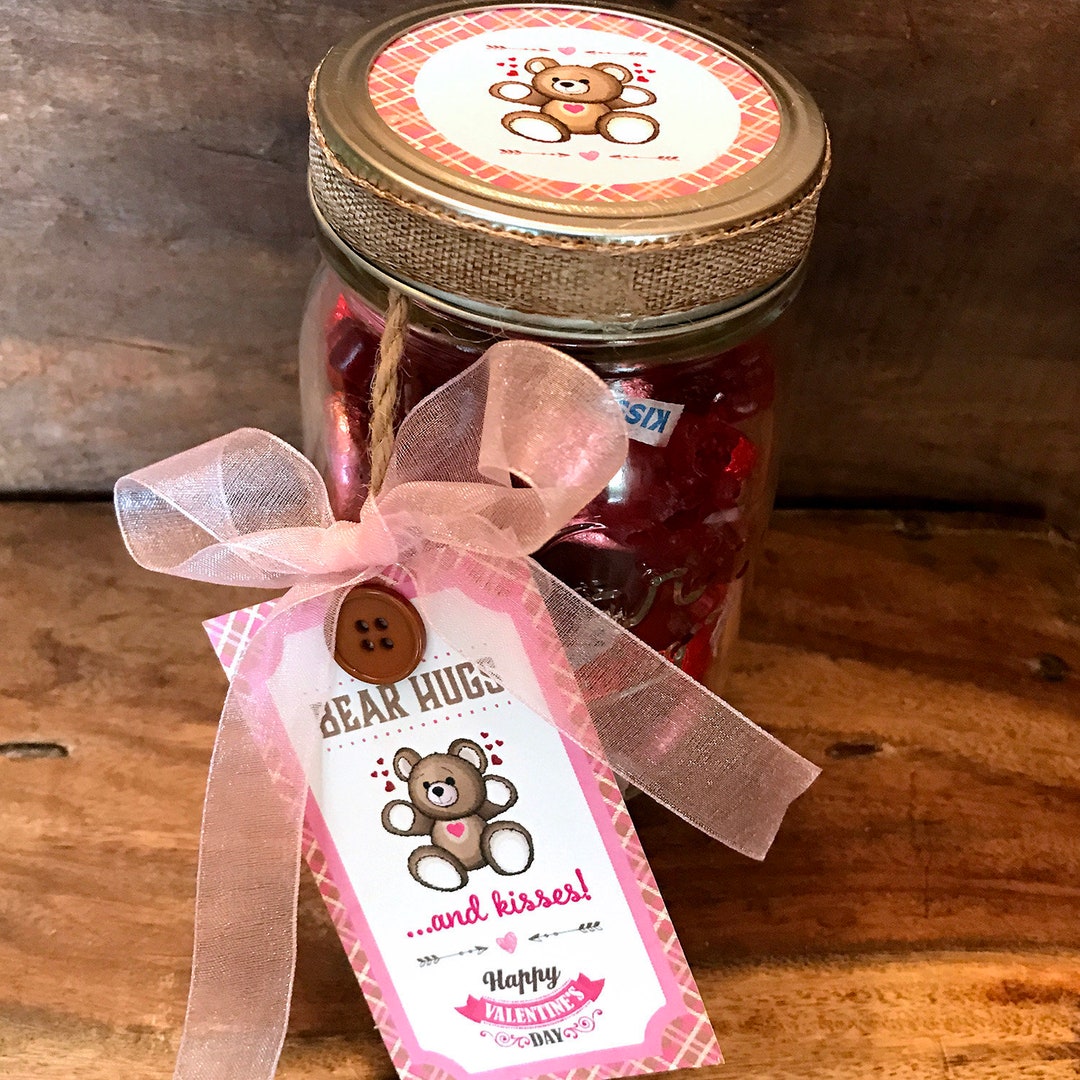 Valentine's Day Printable Gift Tags - Mason Jar / Bear Hugs and Kisses ...