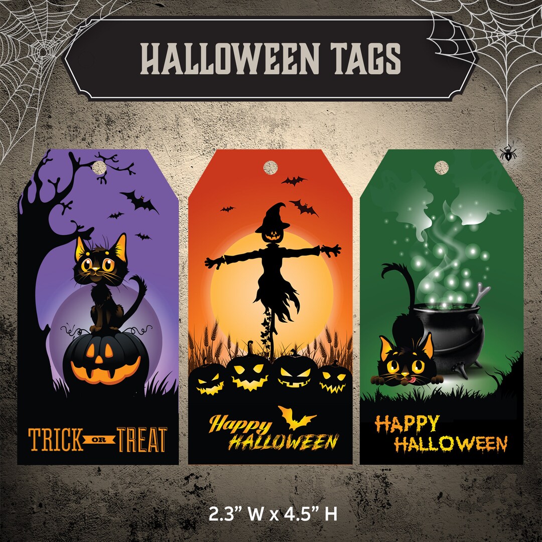 Halloween Tags, Halloween Labels, Digital Download, Printable Labels ...