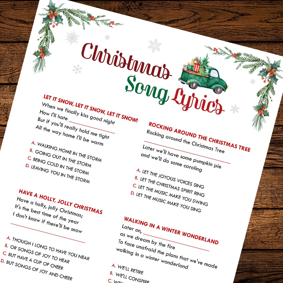 Christmas Lyrics Game (DOWNLOAD & PRINT) - Etsy