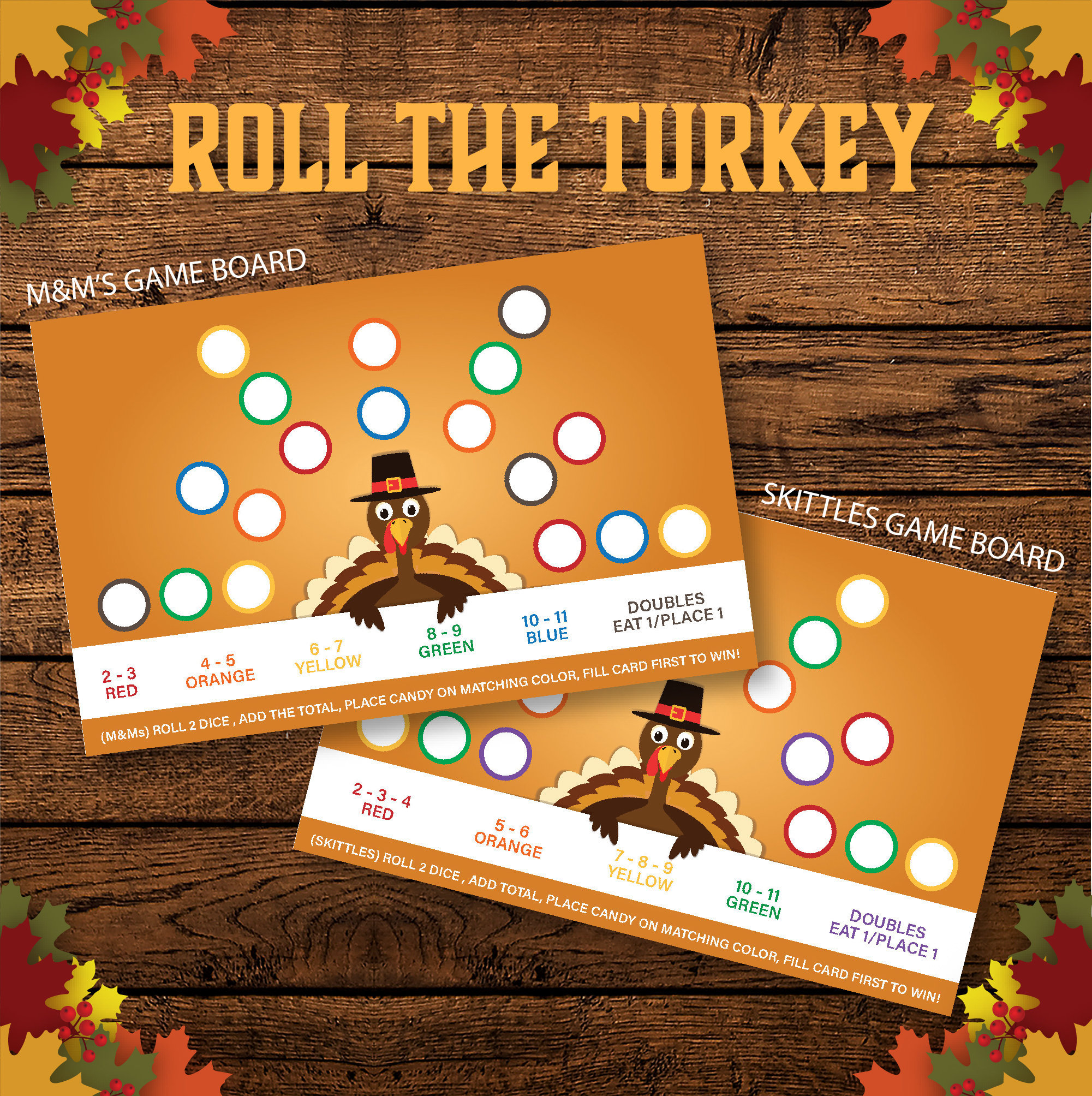ROLL THE TURKEY (printable Thanksgiving Game) - Etsy