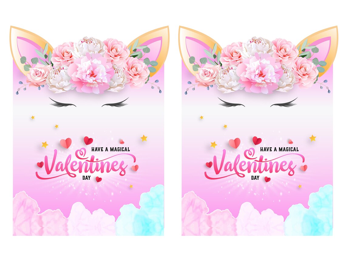 Unicorn Valentine's Day Printable Gift Card (customizable) - Etsy