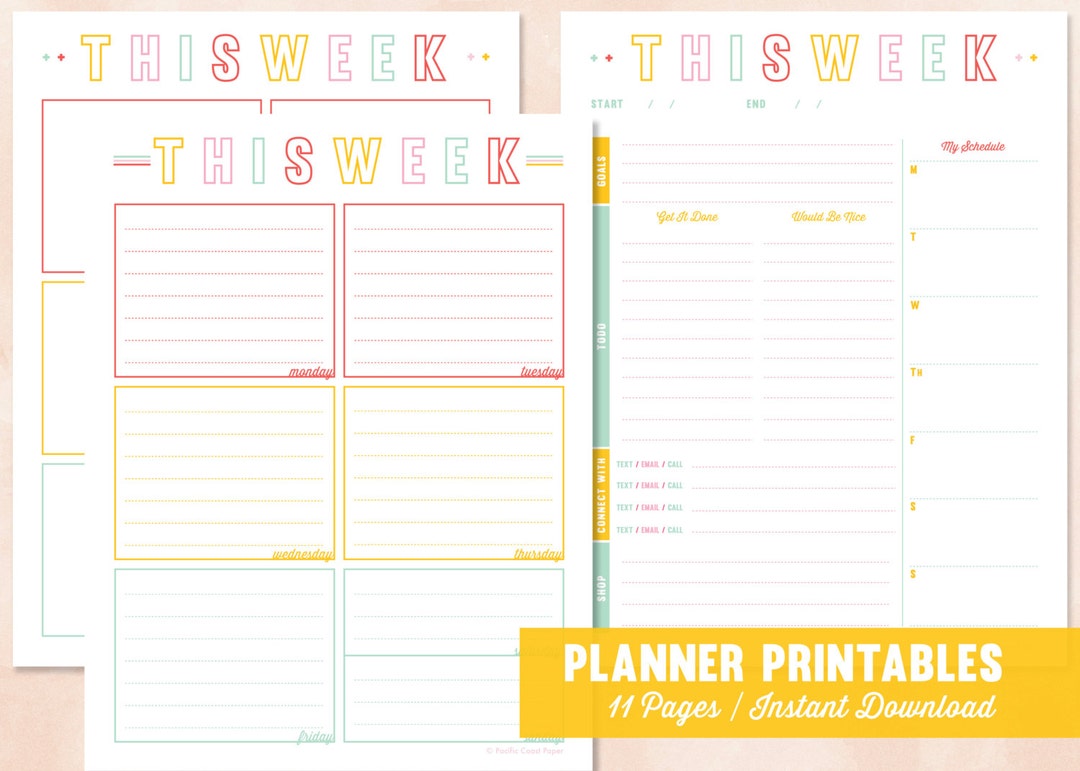 Planner Worksheets + Blank + Instant Download + DIY Printables ...