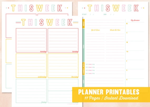 Planner Worksheets Blank Instant Download DIY Printables - Etsy