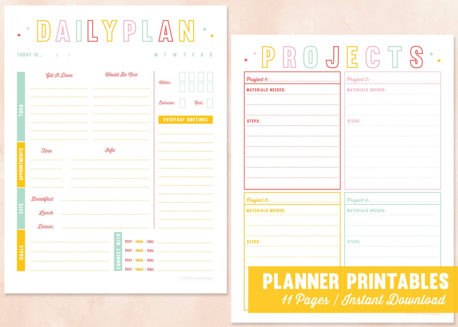 Planner Worksheets + Blank + Instant Download + DIY Printables ...