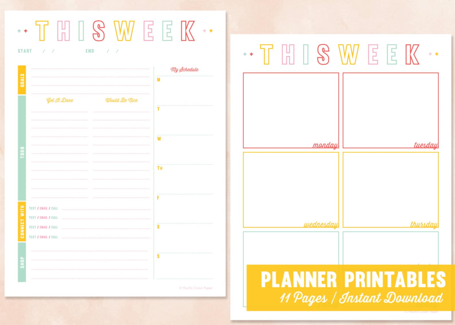 Planner Worksheets + Blank + Instant Download + DIY Printables ...