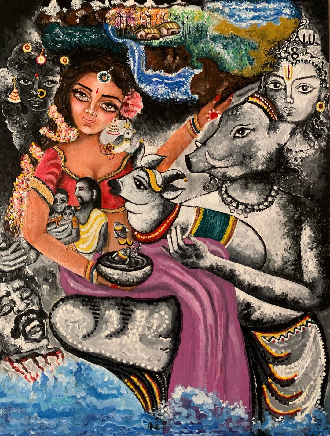 Personalized Painting Fine Art Print Unique Bhoomi Devi, Mother Earth ...