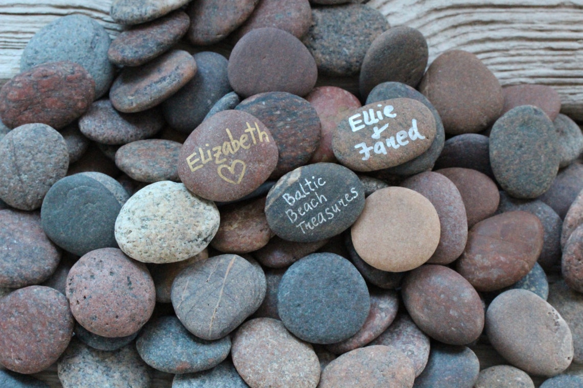 70 Pcs Wedding Guest Book Beach Wedding Stones Beach Stones - Etsy