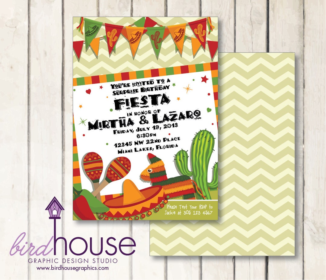 Mexican Fiesta Cinco De Mayo Invitation, Digital Party Invite ...