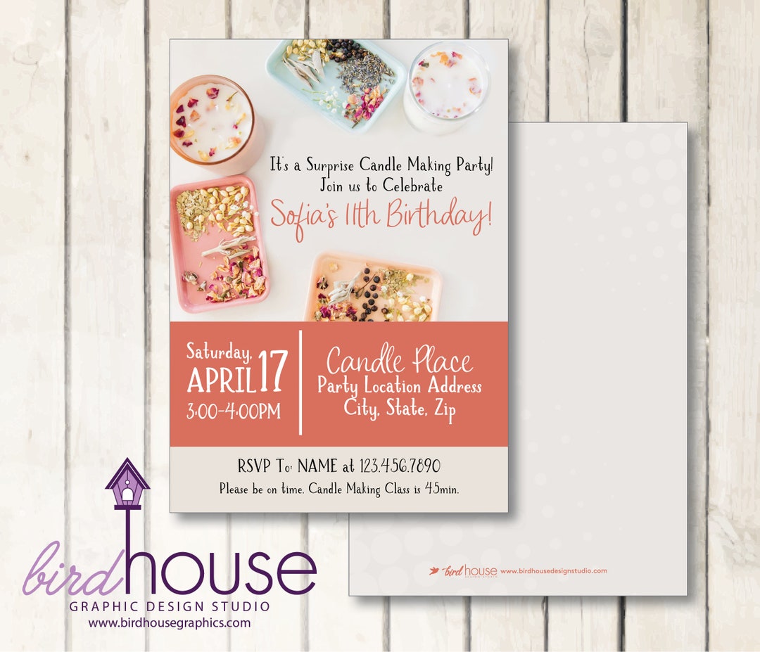 Candle Making Birthday Party Invitation, Digital Copy, Custom ...