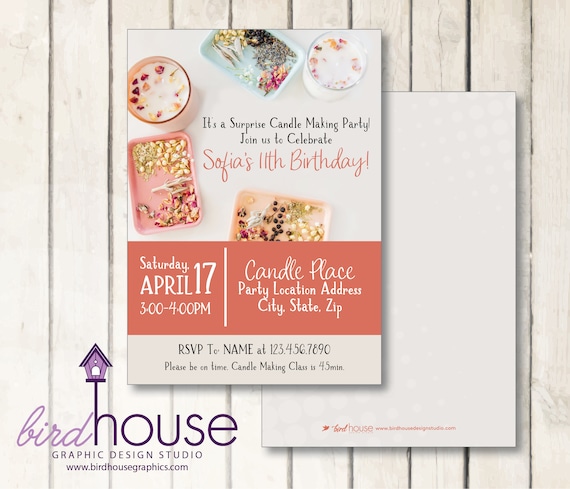 Candle Making Birthday Party Invitation Digital Copy Custom | Etsy