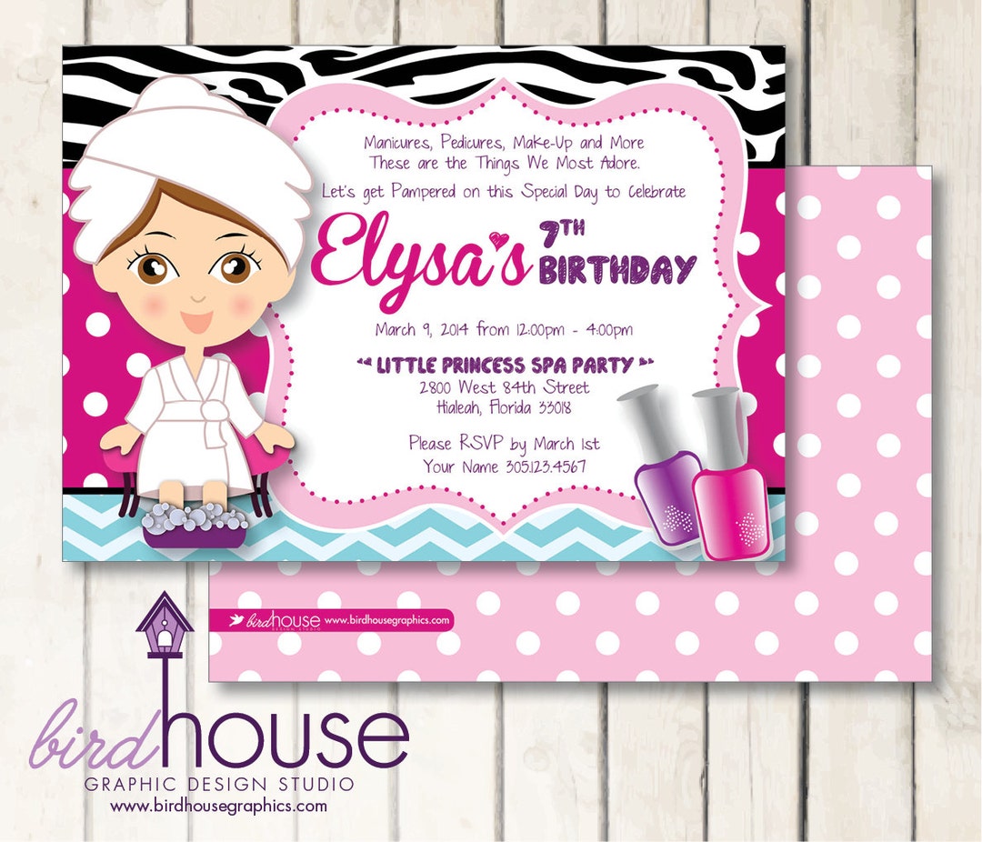 Personalize Digital Girls Spa Day Birthday Party Invitation, Cute ...