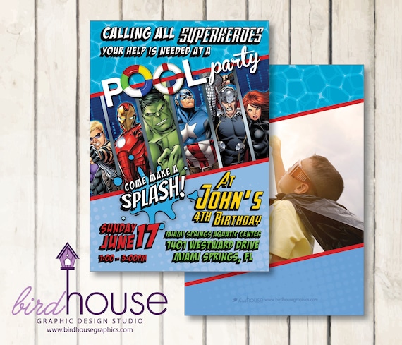 Avengers Pool Party Invitation Digital Invite for Marvel | Etsy