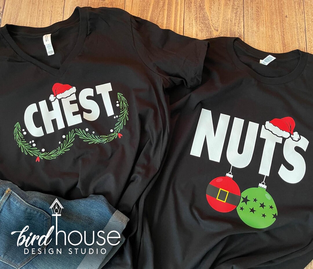 Chest Nuts Xmas Shirt, Funny Matching Couples Pjs Graphic Tee for ...