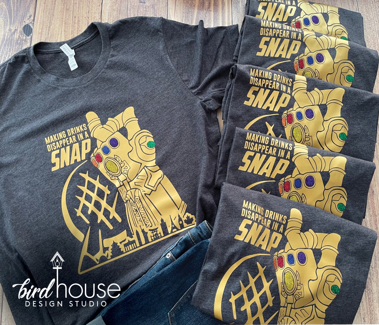 Thanos Making Drinks Disappear in a Snap Shirt Funny Disney - Etsy