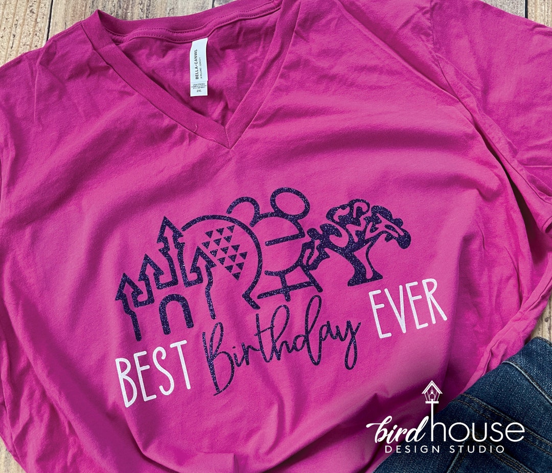 Best Birthday Ever Shirt, Cute Disney Parks Graphic Tee With Glitter ...