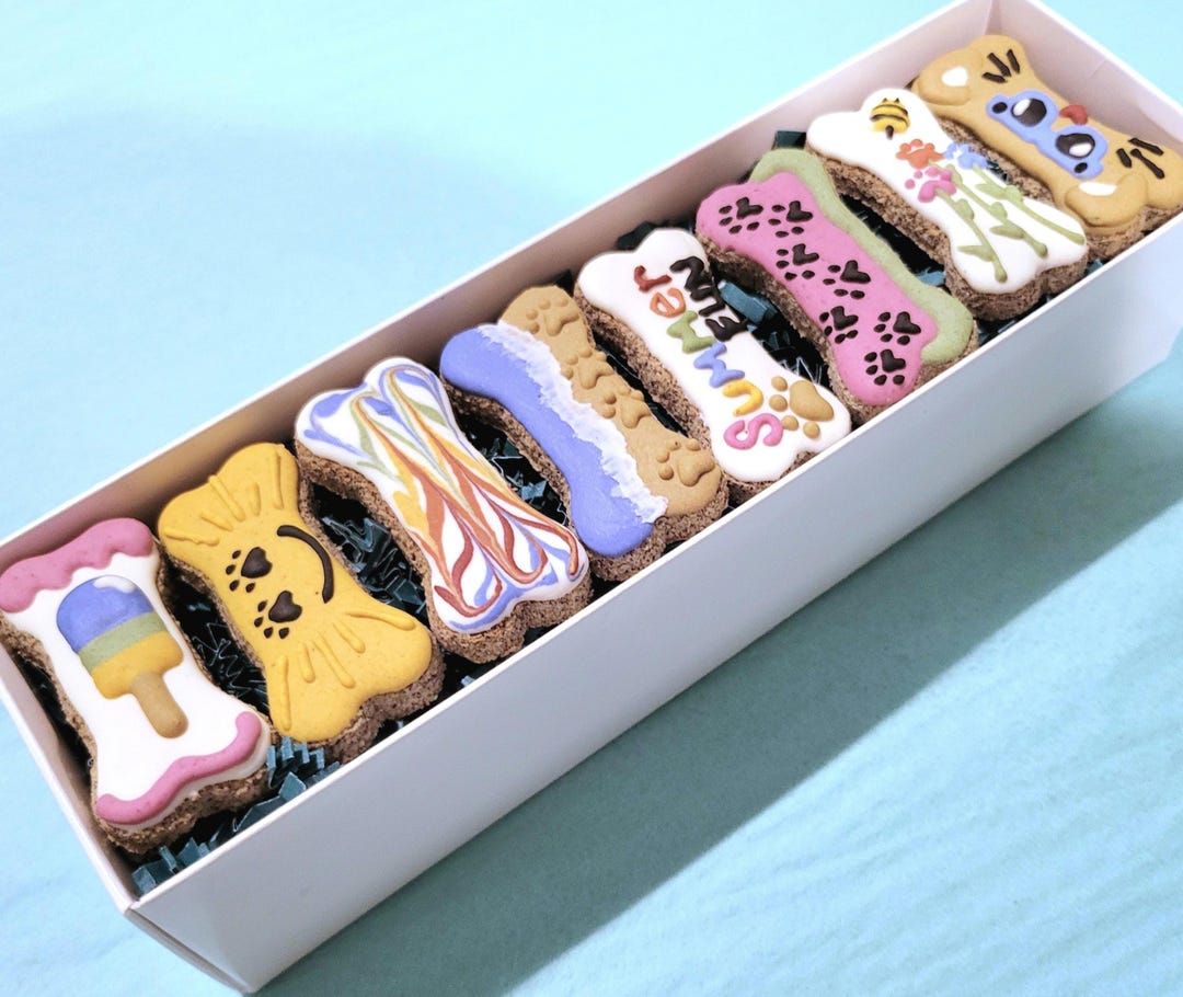 Summer Dog Treats/ I Woof You/ Decorated Dog Bones/ Happy Barkday Box ...