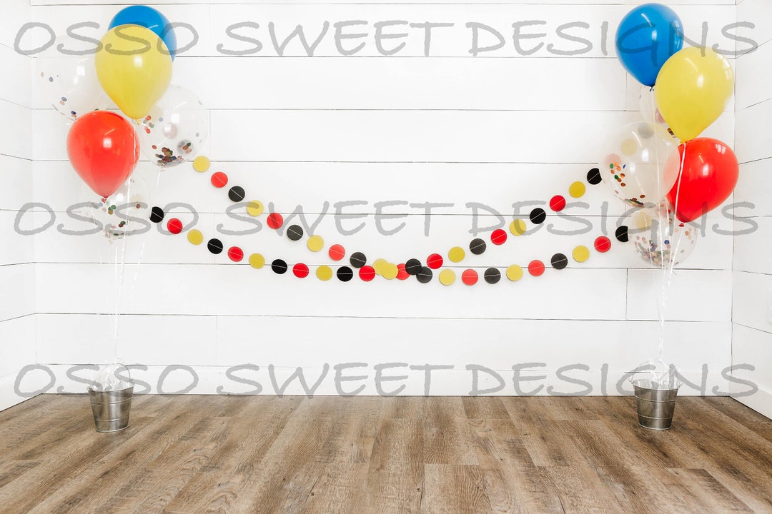 Birthday Primary Colors Banner Balloons DIGITAL BACKGROUND - Etsy