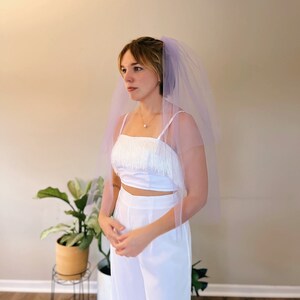 Lavender Purple Double Layer Bridal Veil Retro Style Veil Lavender ...