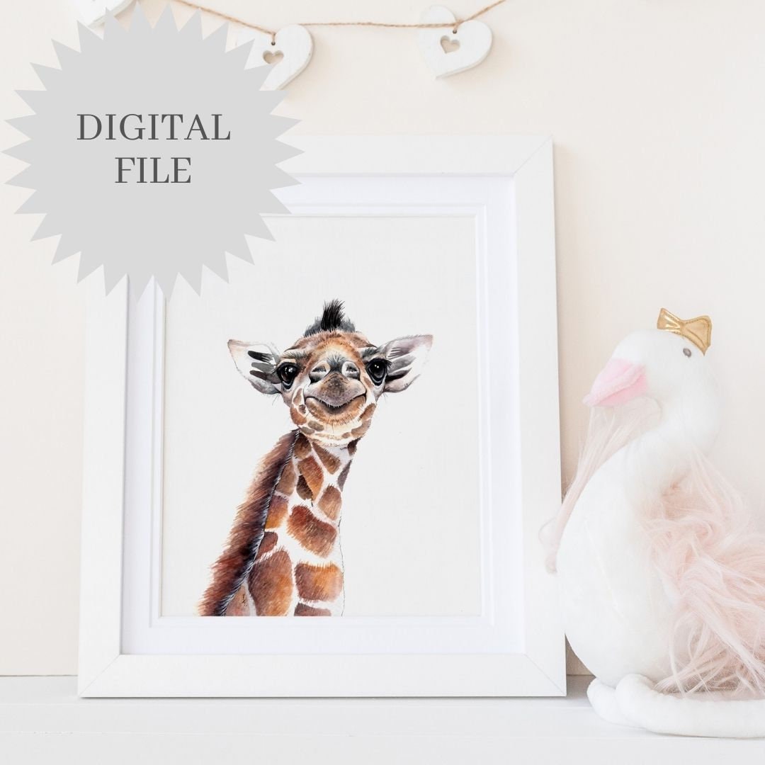 PRINTABLE Baby Giraffe Nursery Decor, Baby Animals, Nursery Art, Safari ...