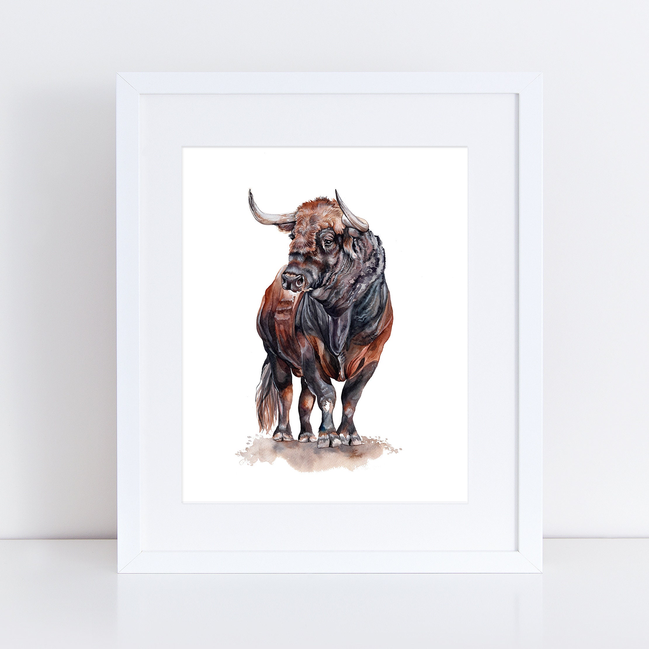 Western Ox Watercolour Art Print Oxen Illustration Home | Etsy