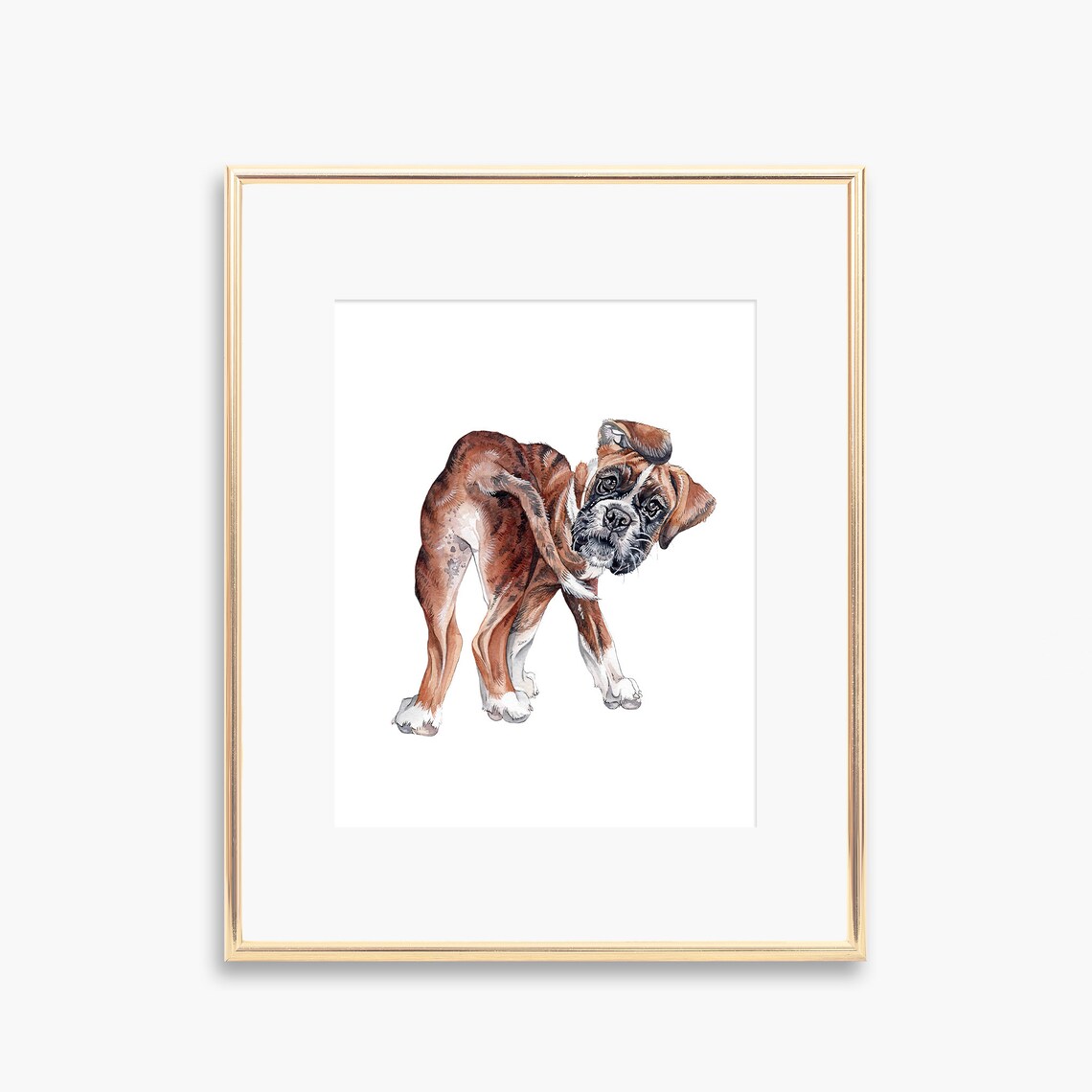 Brindle Boxer Dog Puppy Heart Bum Wall Art Watercolour Art - Etsy