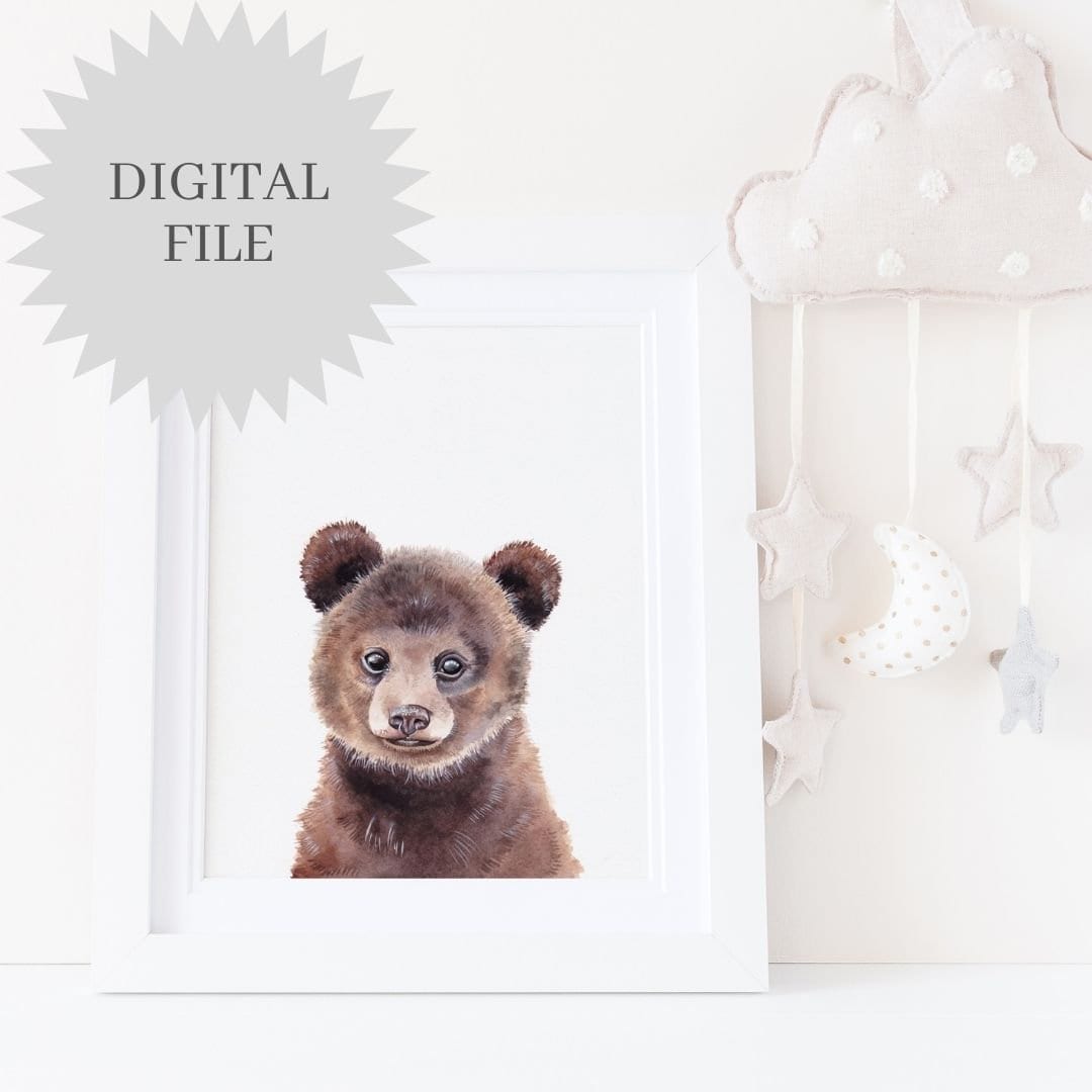 PRINTABLE Baby Bear Nursery Decor, Baby Animals, Nursery Art, Woodland ...