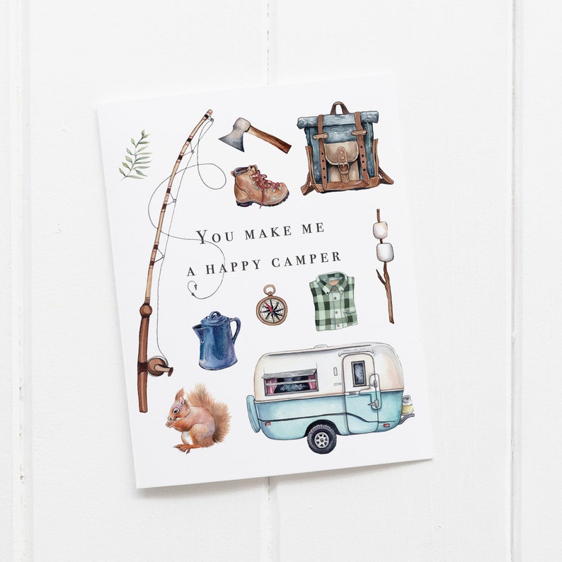 PRINTABLE Happy Camper Fathers Day Card Nature Lover - Etsy