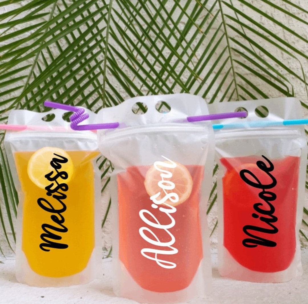 Drink Pouch Plastic Reusable Drink Pouches Bachelorette - Etsy