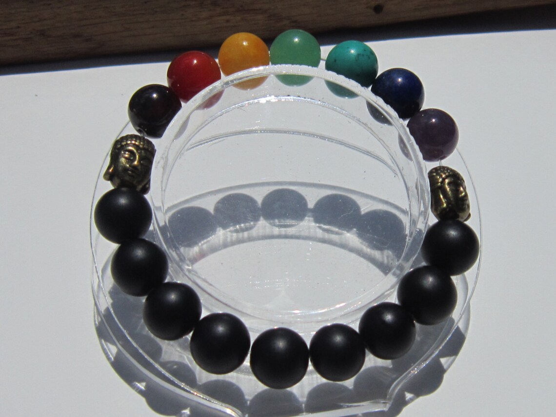 7 Chakra Bracelet 7 Chakra Onyx Bracelet, 7 Chakra Balancing Bracelet ...