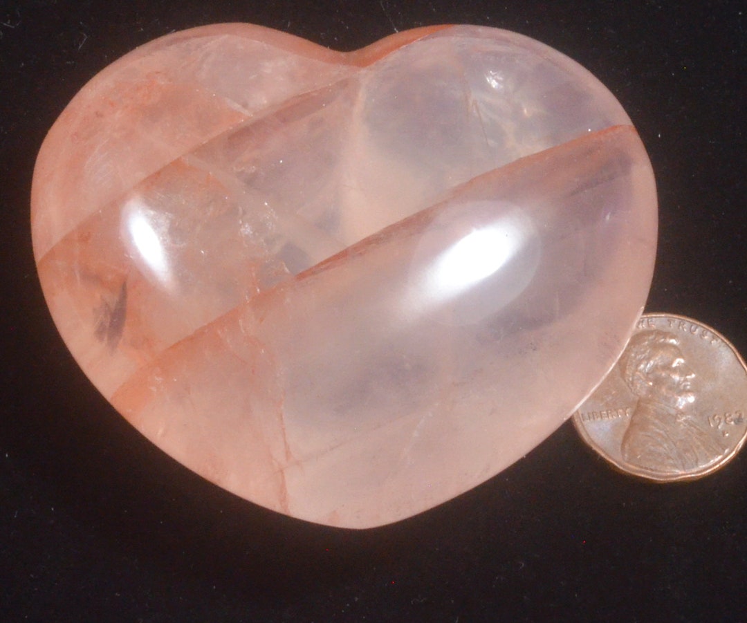Polished Gem Stone Fire Quartz Heart Carving @ - Etsy