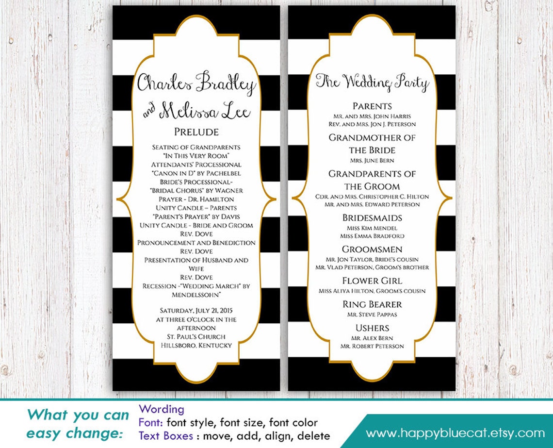 Diy Printable Program Wedding Template Instant Download | Etsy