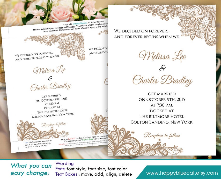 Burlap And Lace Blank Invitation Template