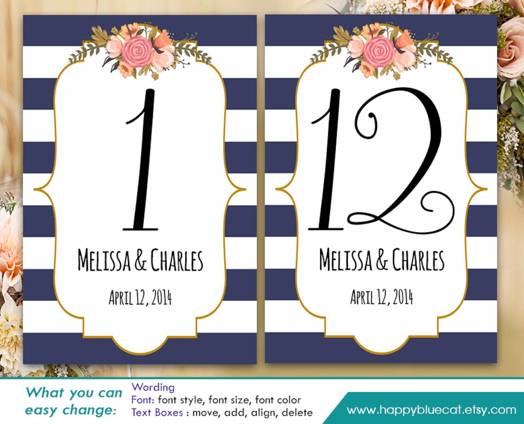 Diy Printable Table Number Card Template Instant Download - Etsy