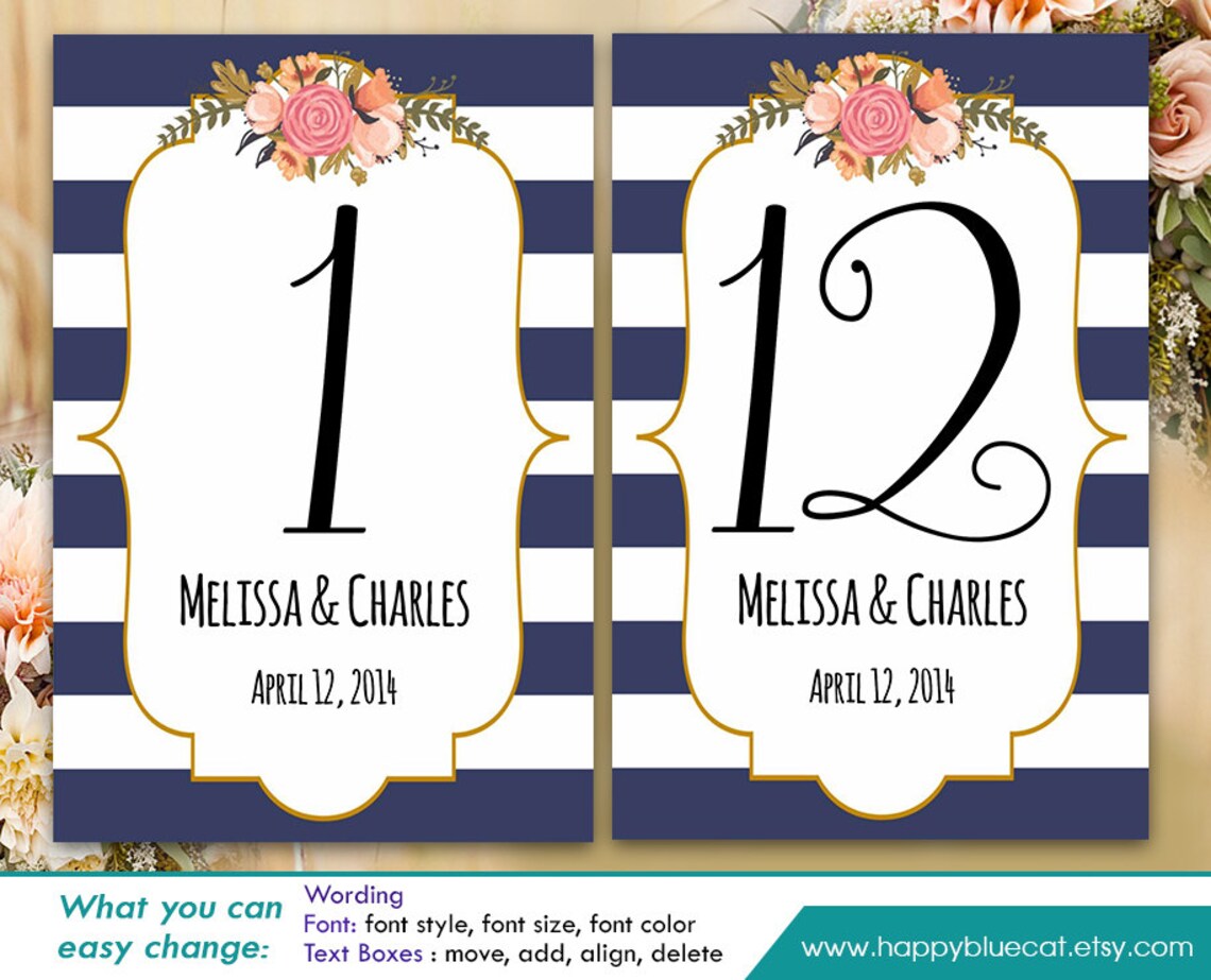 Diy Printable Table Number Card Template Instant Download | Etsy