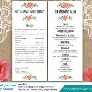Diy Printable Program Wedding Template Instant Download - Etsy