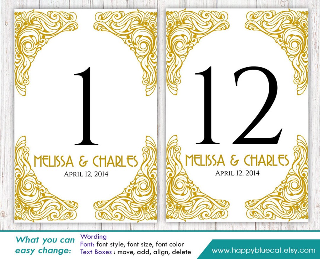 Diy Printable Table Number Card Template Instant Download EDITABLE TEXT ...
