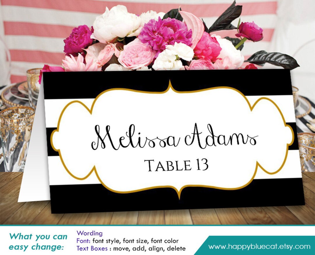 Diy Printable Wedding Place Card Template Instant Download EDITABLE ...