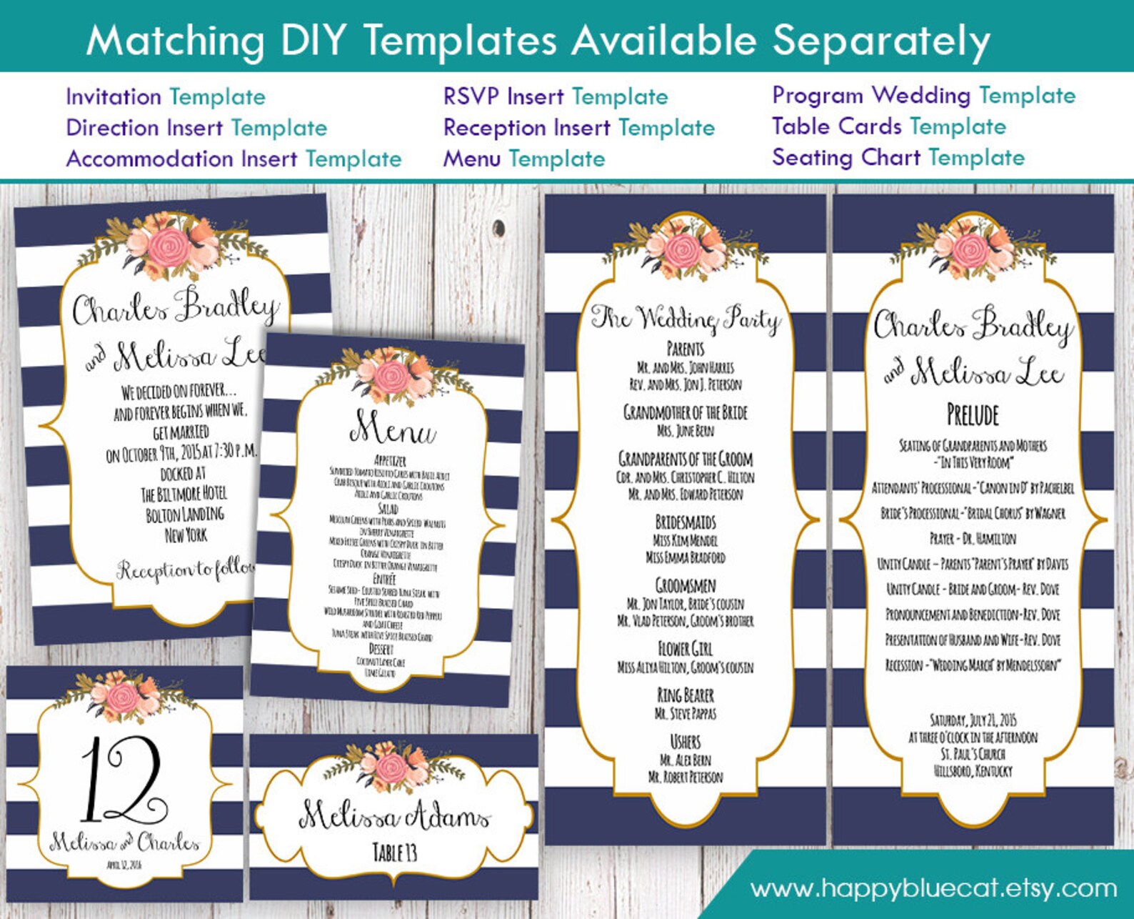 Diy Printable Wedding Menu Template Instant Download - Etsy