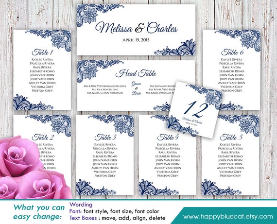 Diy Printable Wedding Seating Chart Template Instant - Etsy