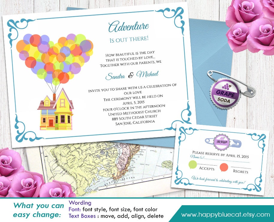 UP Pixar Inspired DiY Printable Wedding Invitation and Rsvp | Etsy