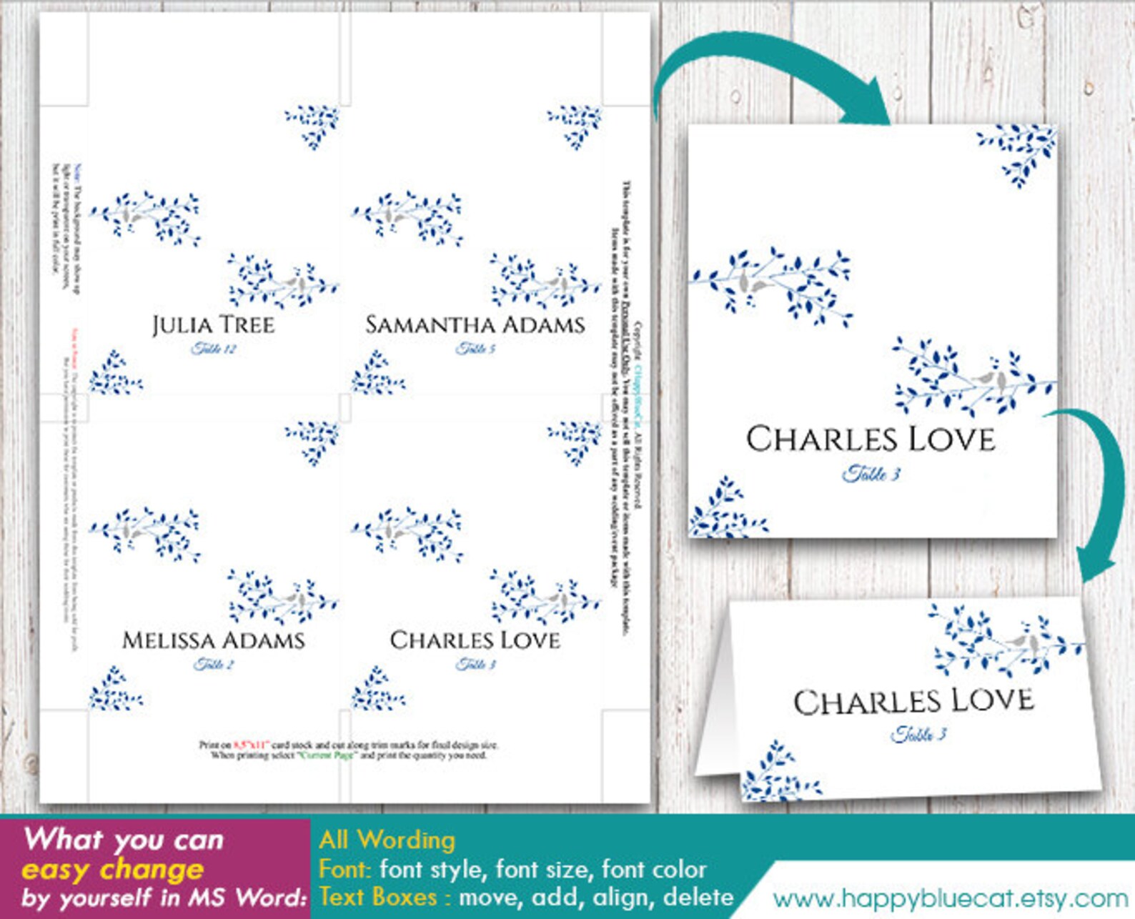 Diy Printable Wedding Place Card Template Instant Download - Etsy