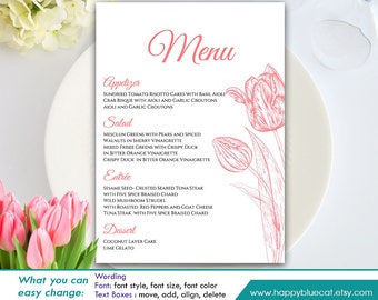Diy Printable Wedding Menu Template Instant Download | Etsy
