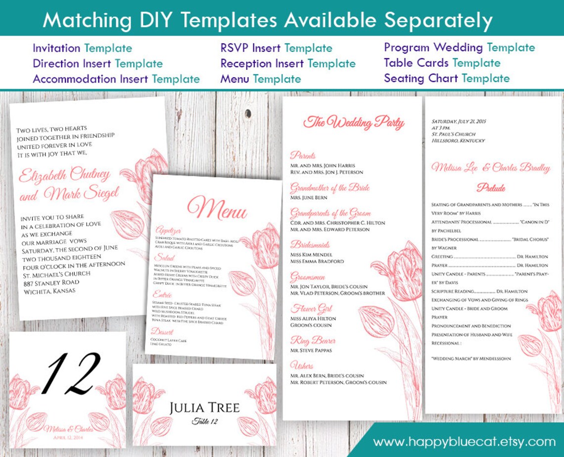 Diy Printable Wedding Menu Template Instant Download | Etsy